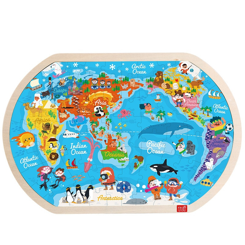 World Map Wooden Puzzle - Kidsplayout.com